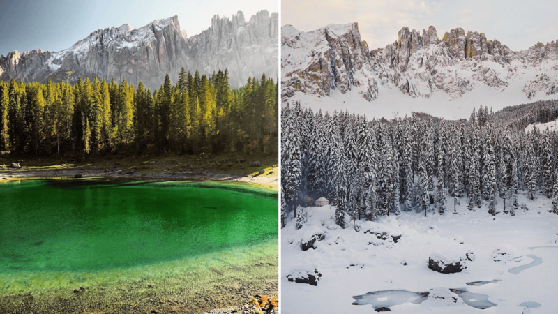 Confronto estate inverno in Trentino, 25 posti spettacolari